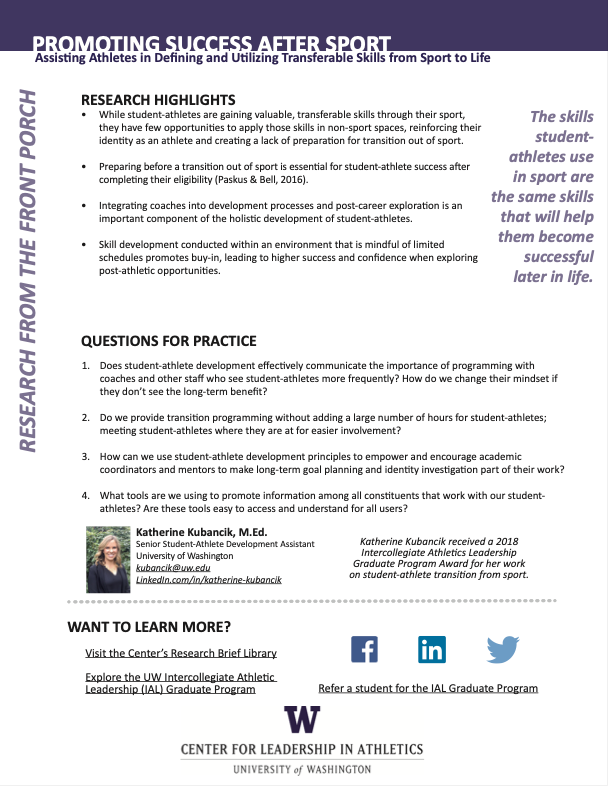 Research Briefs | UW Center for Leadership in Athletics