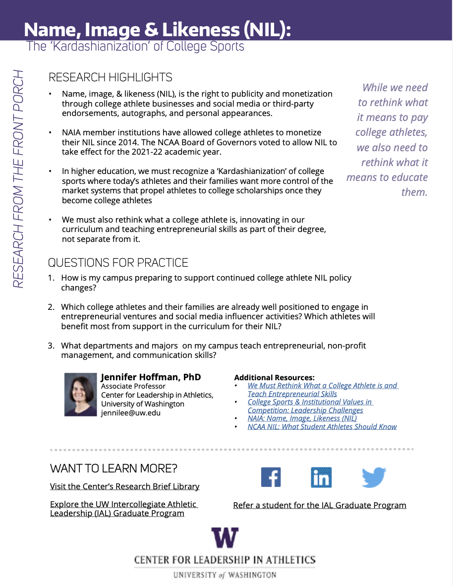 Research Briefs | UW Center for Leadership in Athletics